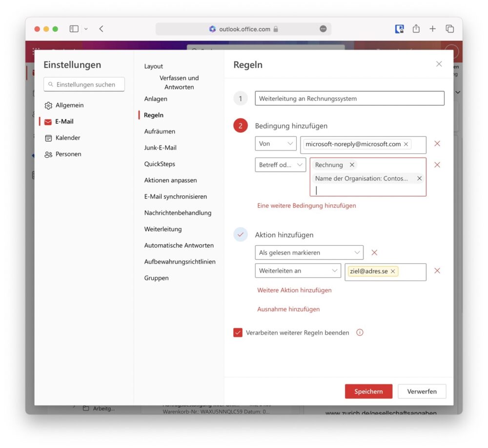 Mails automatisch weiterleiten mit Exchange Online • ADMNWRK